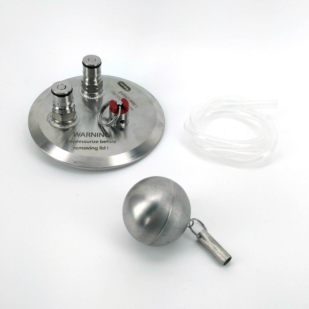 4 inch Tri-clover Kegmenter Lid with Ball Lock Posts, Floating Dip tube ...