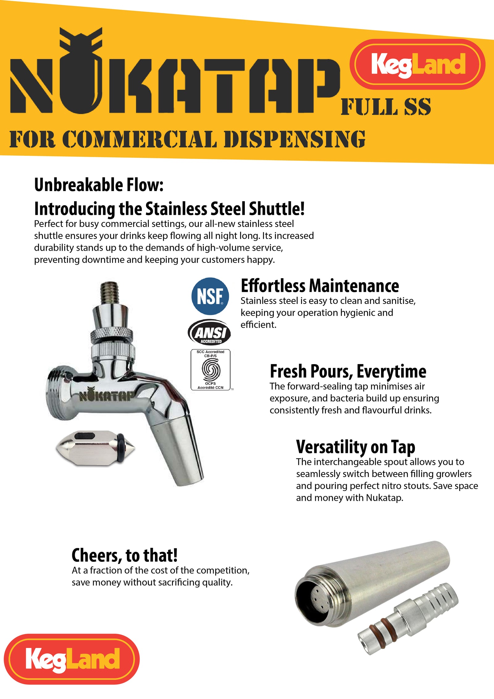 NukaTap Full SS | Heavy Duty Commercial Draught Tap | Pubs & Bars