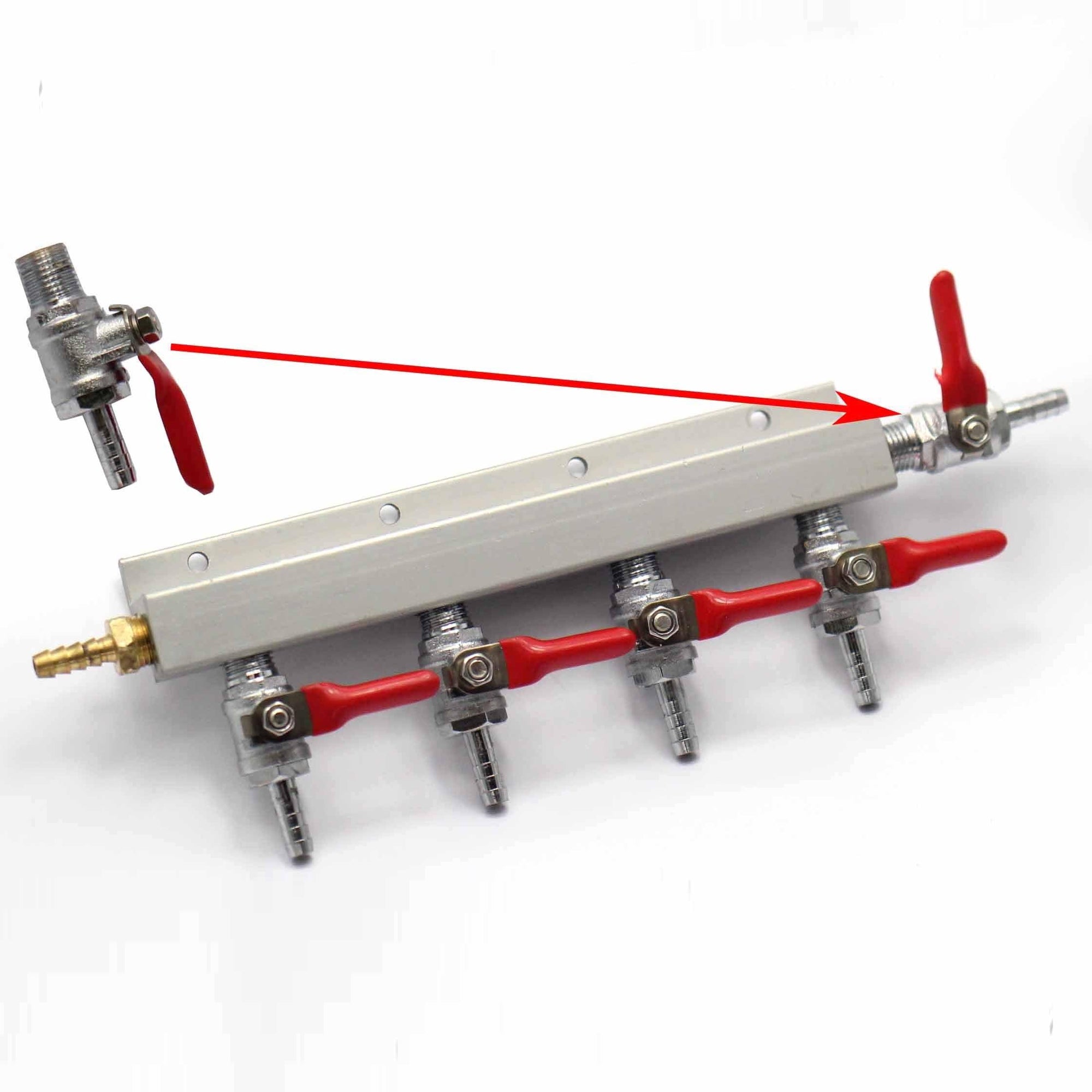 2 Way Output Gas Line Manifold Splitter with Integrated Check Valves