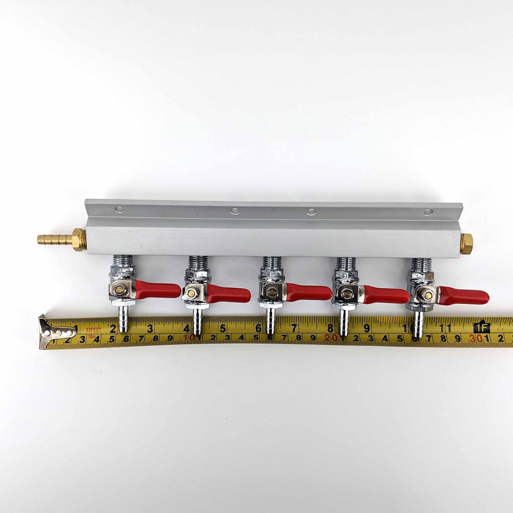 5 Output / 5 Way Gas Line Manifold Splitter with Check Valves
