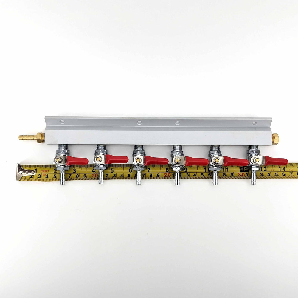 6 Output / 6 Way Manifold Gas Line Splitter with Check Valves (1/4 ...